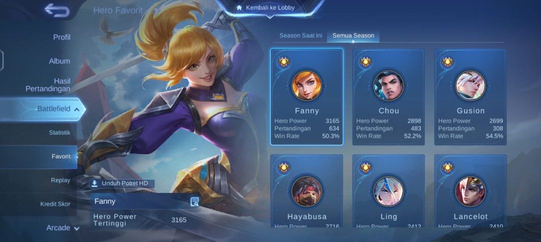 151 Skins Epic Limited: Fanny, Kagura Lightborn: Fanny M World: Ling ...