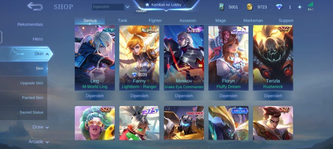 151 Skins Epic Limited: Fanny, Kagura Lightborn: Fanny M World: Ling ...