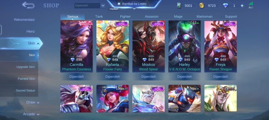 151 Skins Epic Limited: Fanny, Kagura Lightborn: Fanny M World: Ling ...