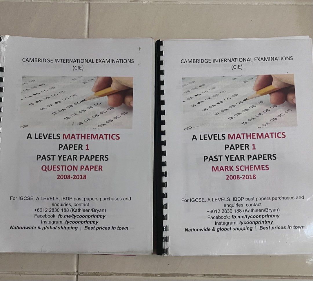 A Levels Mathematics Paper 1 Past Year Question Papers and Mark Schemes ...