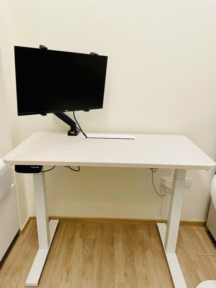 Adjustable standing desk + Dell monitor with mounting , Furniture ...