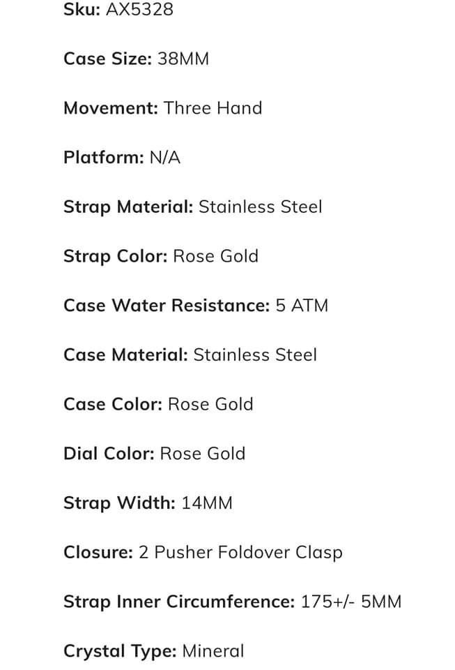 Armani Exchange AX5328, Women's Fashion, Watches & Accessories, Watches ...