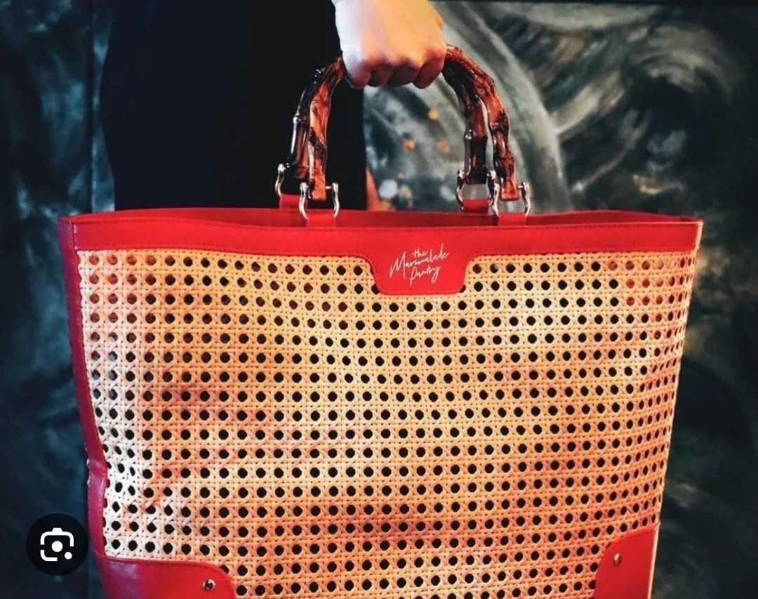 Bamboo Rattan Tote Bag Large Compartment, Women's Fashion, Bags ...