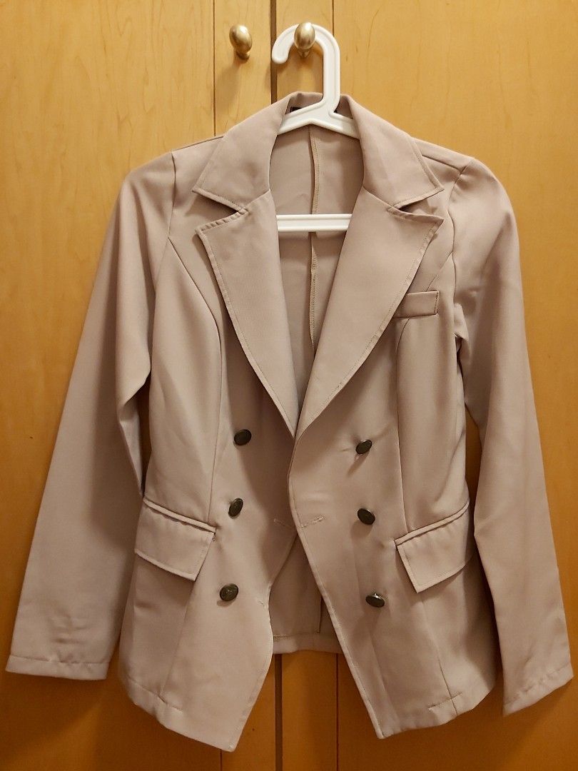 Beige blazer, Women's Fashion, Coats, Jackets and Outerwear on Carousell
