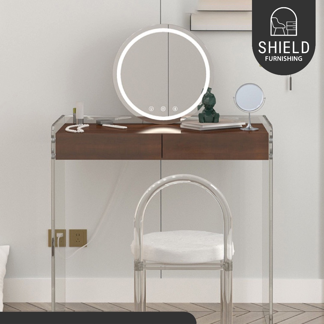 Bella Acrylic Dressing Table with LED Vanity Mirror Modern Style ...