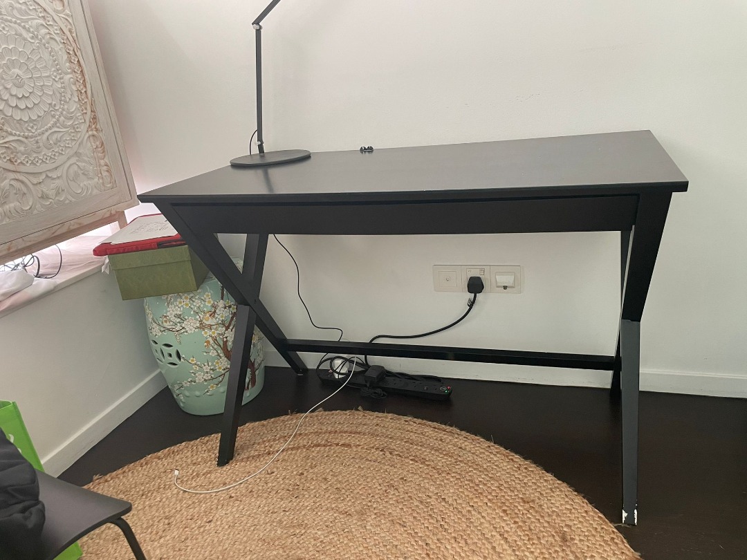 Black study table / desk, Furniture & Home Living, Furniture, Tables ...