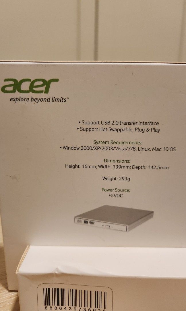 Brand new Acer external USB DVD writer, Computers & Tech, Parts ...