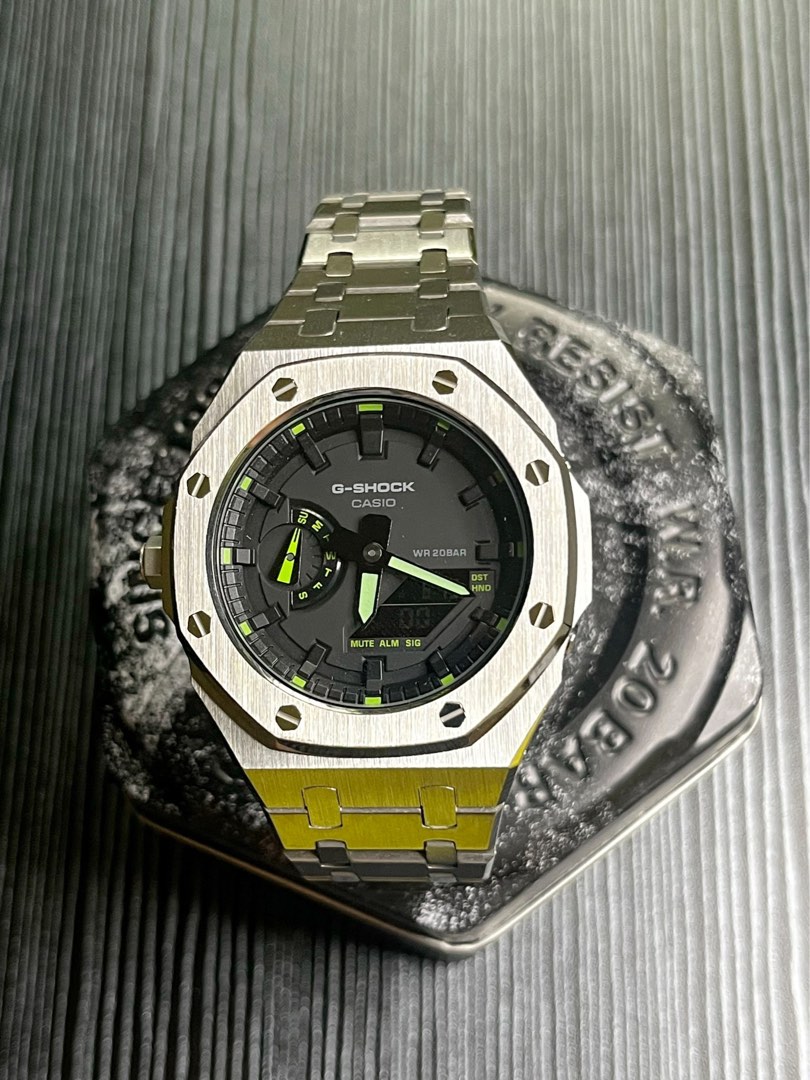 Casio G-SHOCK Custom Royal Oak (Casio Oak) Men's Green STEEL Watch - G ...