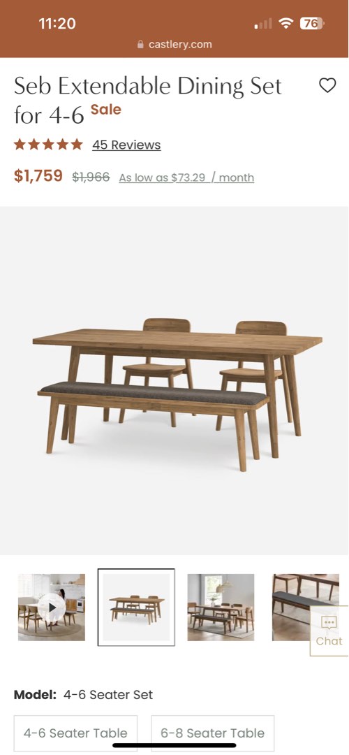 Castlery Seb Extendable dining set, Furniture & Home Living, Furniture ...