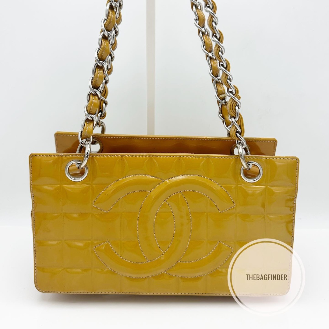 Chanel Choco Bar Patent Chain, Luxury, Bags & Wallets on Carousell