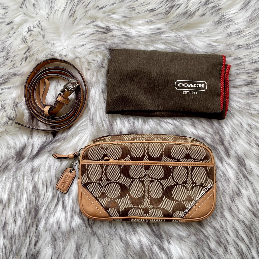 Coach Signature Canvas Leather Small Waist Belt Bag on Carousell