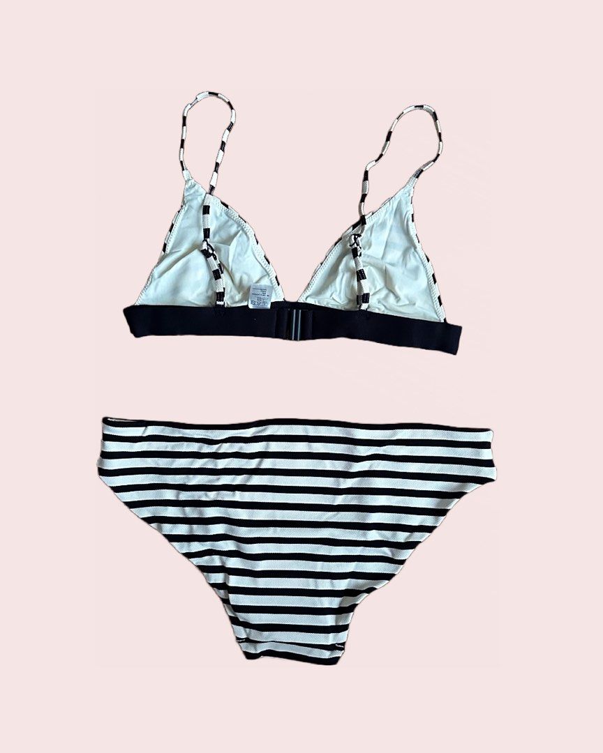 COS Triangle Bikini Set in Navy Blue/White Stripe, Women's Fashion ...