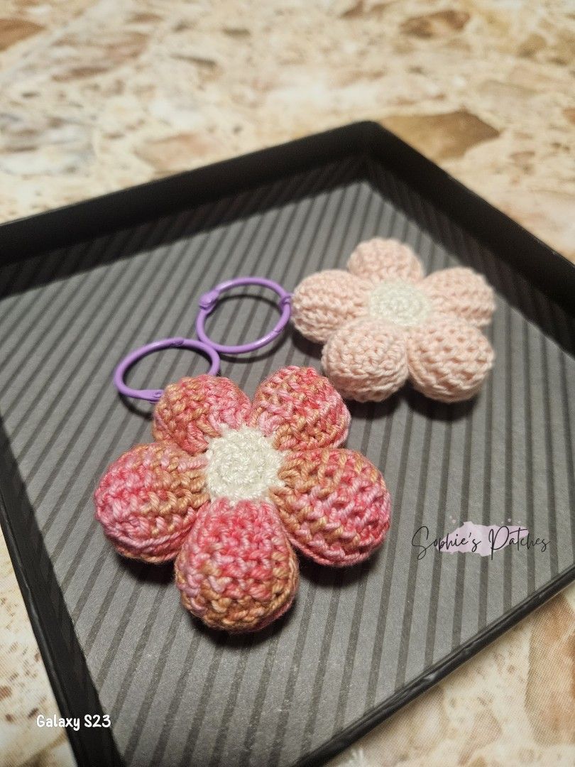 Crochet Flower Bag Tag, Hobbies & Toys, Stationery & Craft, Handmade ...