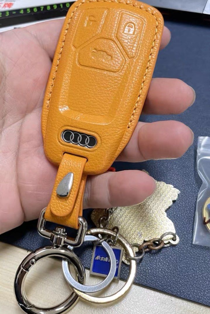*CUSTOM* AUDI CAR KEYS HIGH QUALITY GENUINE CALF LEATHER KEY FOB FOR ...