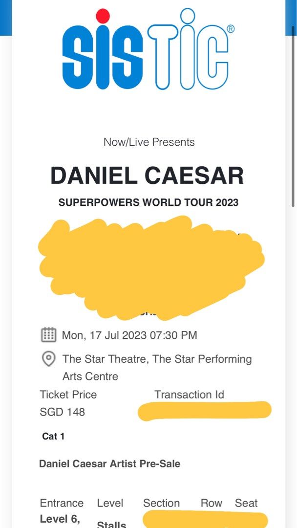 daniel caesar SUPERPOWERS cat 1 ticket, Tickets & Vouchers, Event Tickets on Carousell