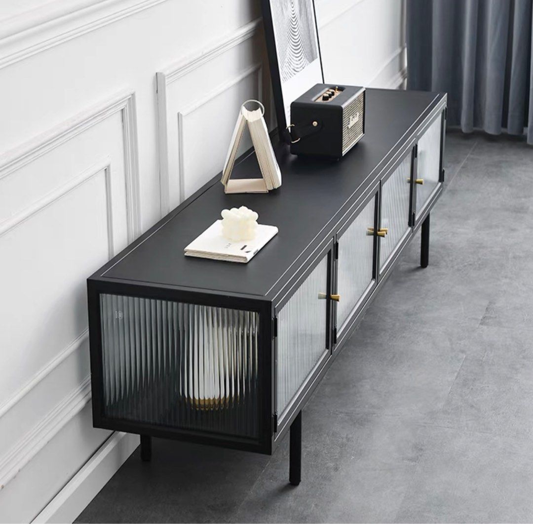 DEMPSY Modern Glass TV Console, Furniture & Home Living, Furniture, TV ...