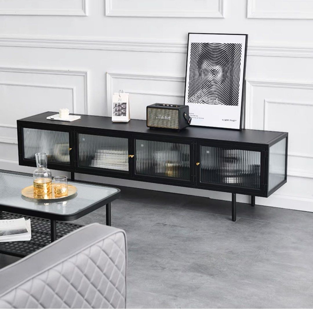 DEMPSY Modern Glass TV Console, Furniture & Home Living, Furniture, TV ...