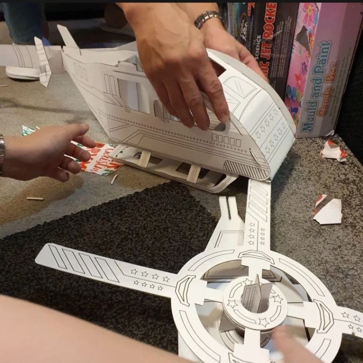 DIY Toy Assembly Cardboard Helicopter with Coloring Set for Kids on ...