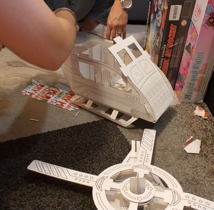 DIY Toy Assembly Cardboard Helicopter with Coloring Set for Kids on ...