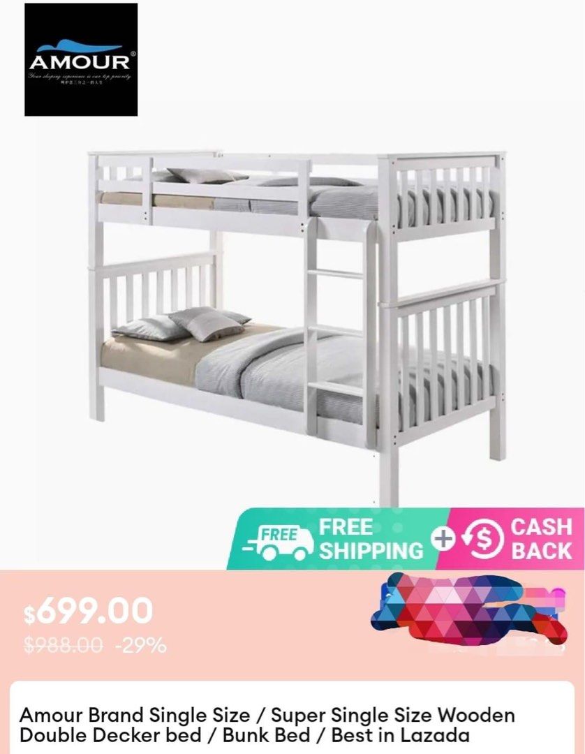 Double Decker Bed Frame, Furniture & Home Living, Furniture, Bed Frames ...