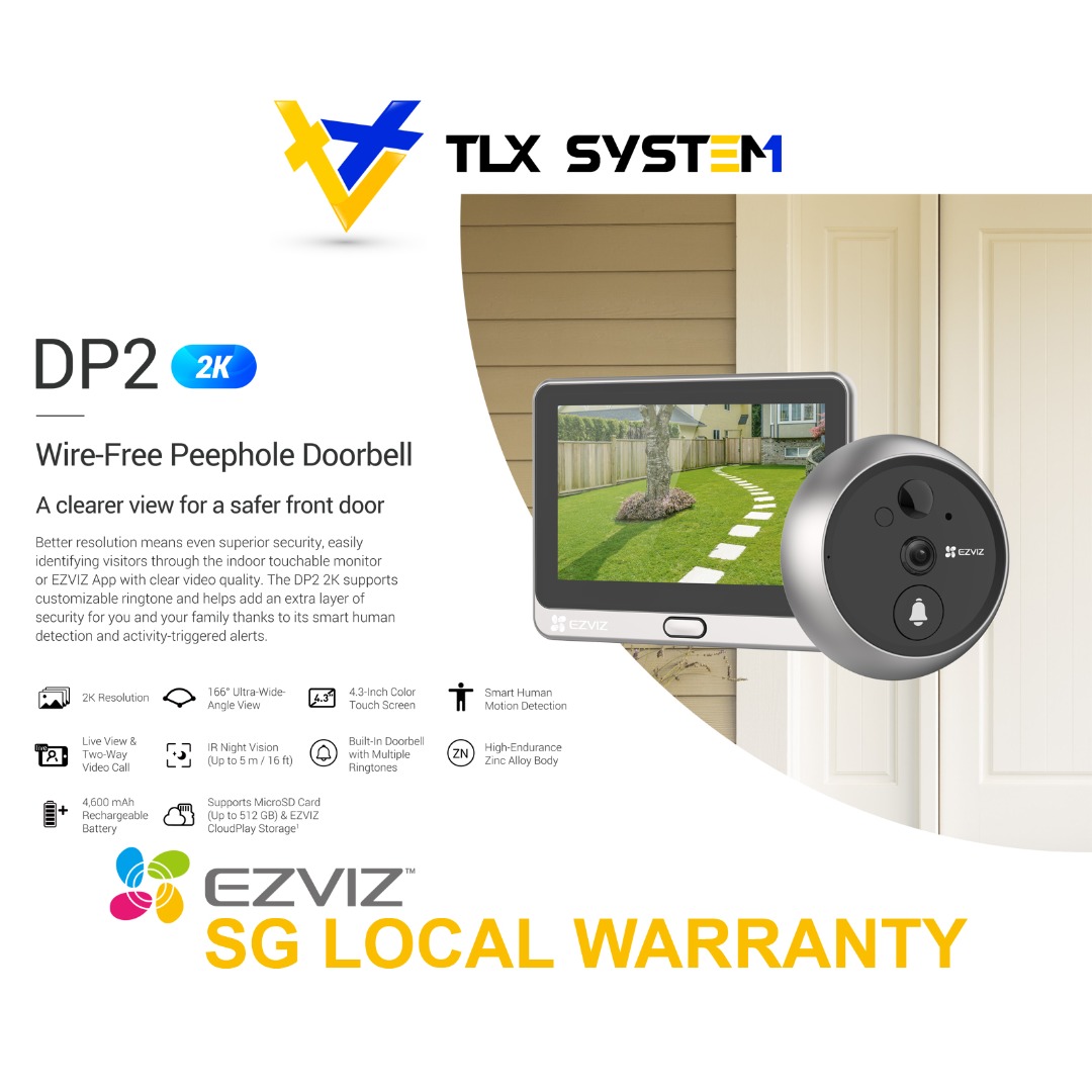 EZVIZ DP2 2K Touch Screen Wire-Free Peephole Wi-Fi Rechargable Battery Operated Video DoorViewer ...