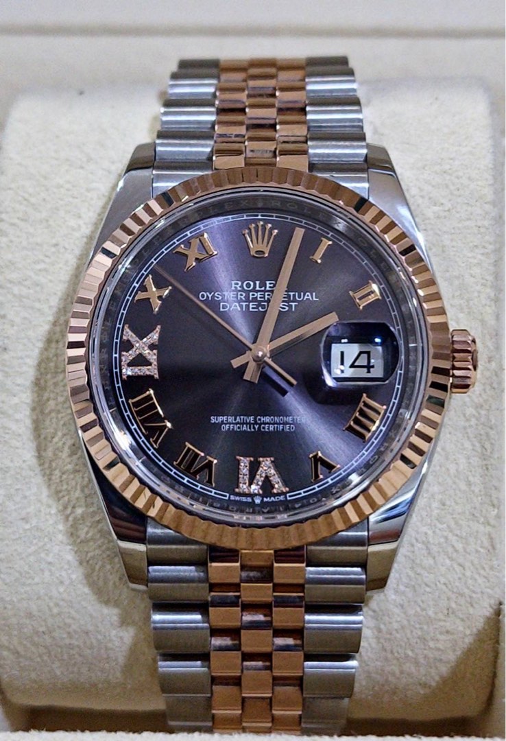 F/S/T: ROLEX Datejust 36mm in Choco Dial, with IV and IX Diamond ...