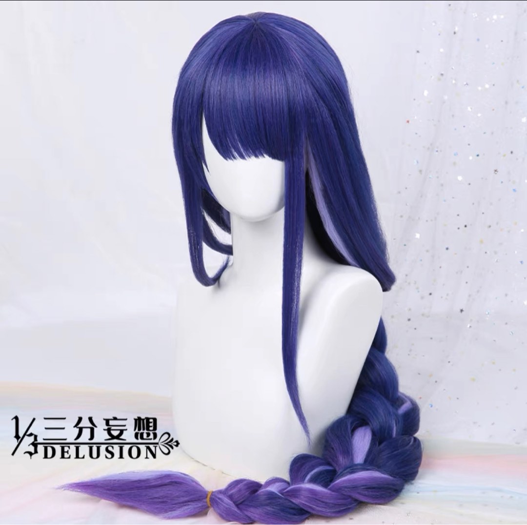 Genshin Raiden Cosplay Wig, Hobbies & Toys, Memorabilia & Collectibles ...