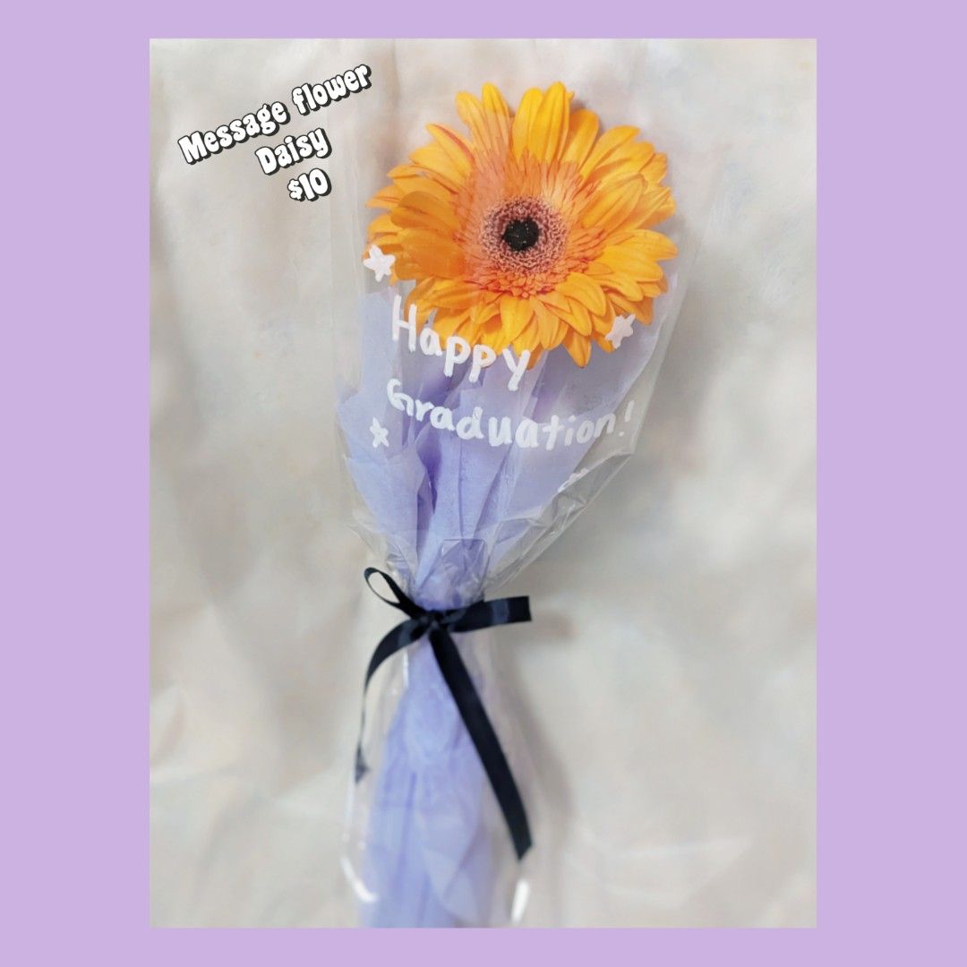 Graduation flowers Daisy single stalk flower customizable message ...