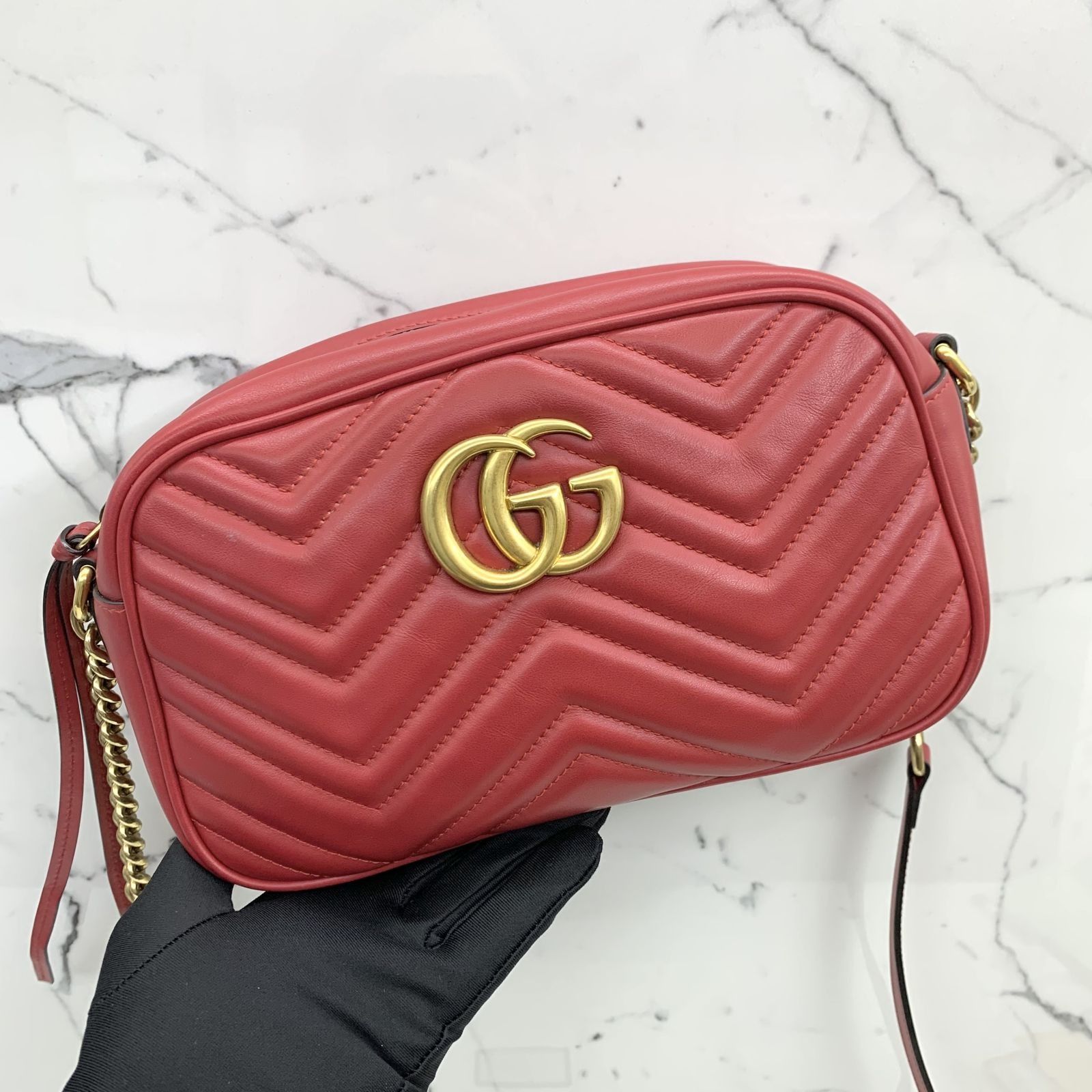 GUCCI 447632 RED MARMONT CAMERA SHOULDER BAG 237021122 AL, Luxury, Bags ...