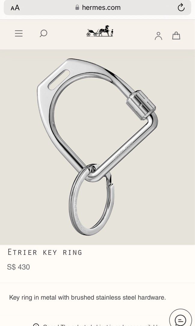 Hermes Etrier Key Ring, Luxury, Accessories on Carousell