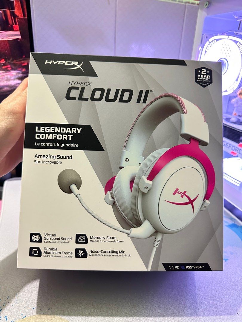 Hyperx cloud2 White pink color, Audio, Headphones & Headsets on Carousell