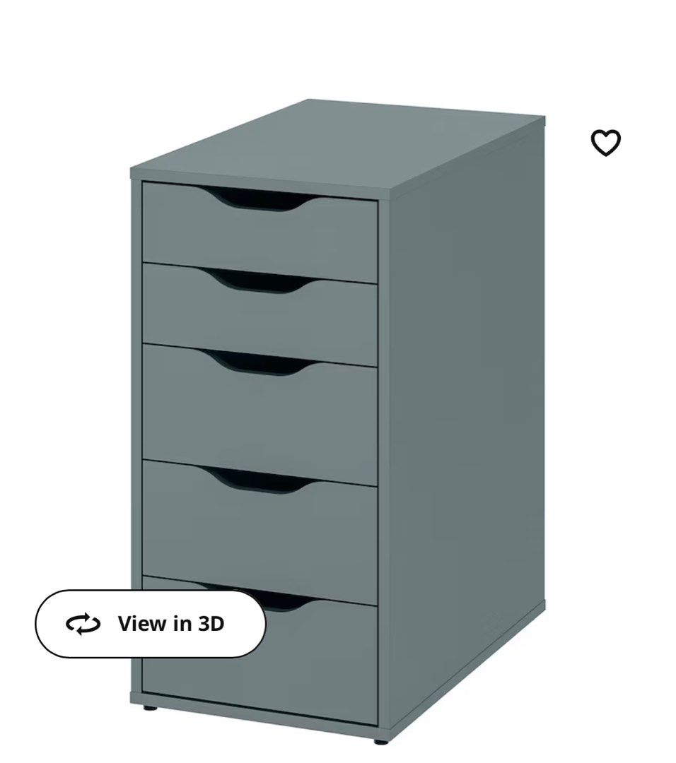 IKEA Alex Drawer unit, 36x70 cm, 5 tier, grey turquoise wood, Furniture ...