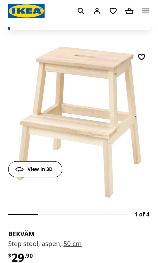 IKEA step stool solid wood, Furniture & Home Living, Furniture, Chairs ...