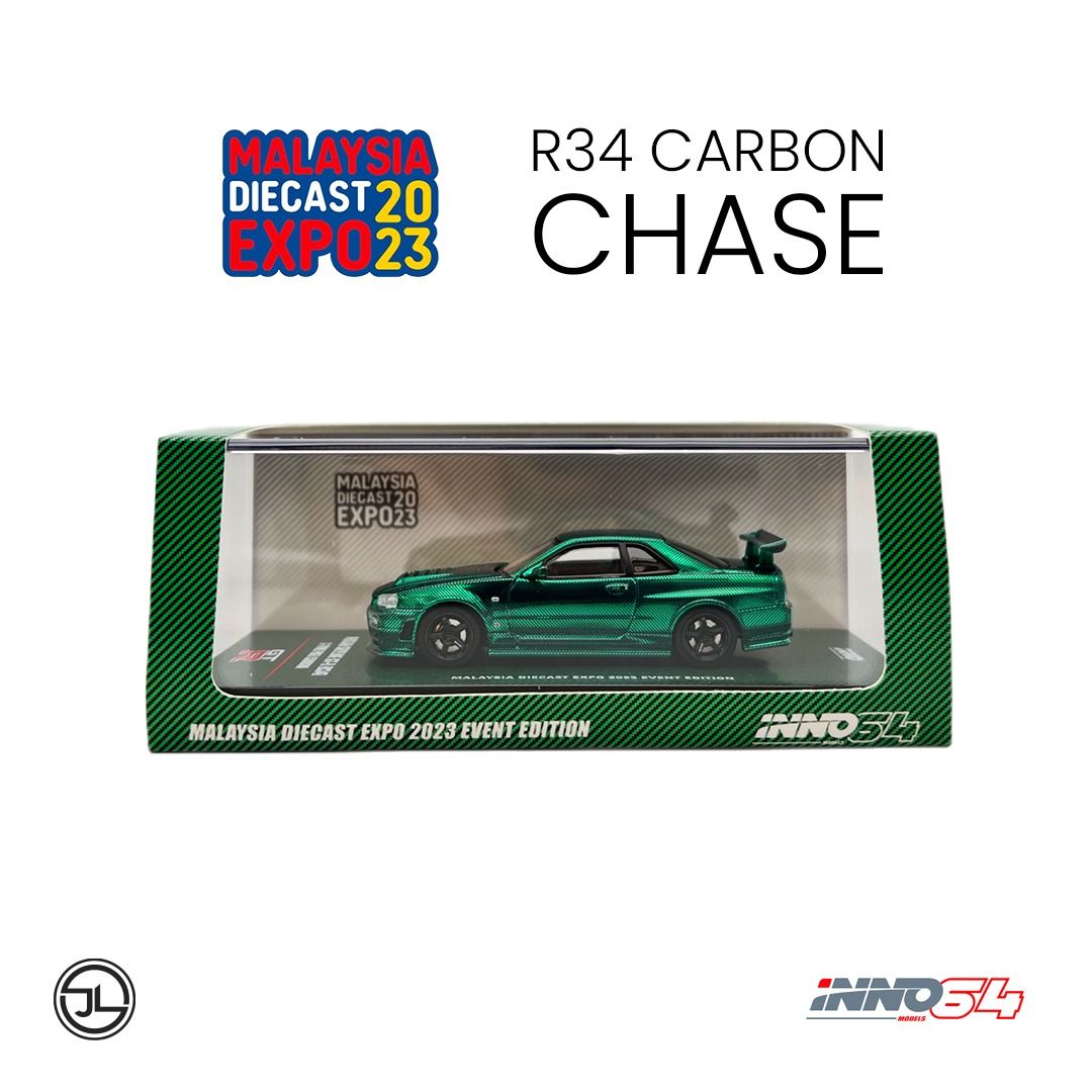 INNO64 MDX2023 NISSAN GTR R34 CARBON CHASE 1/64, Hobbies & Toys, Toys ...