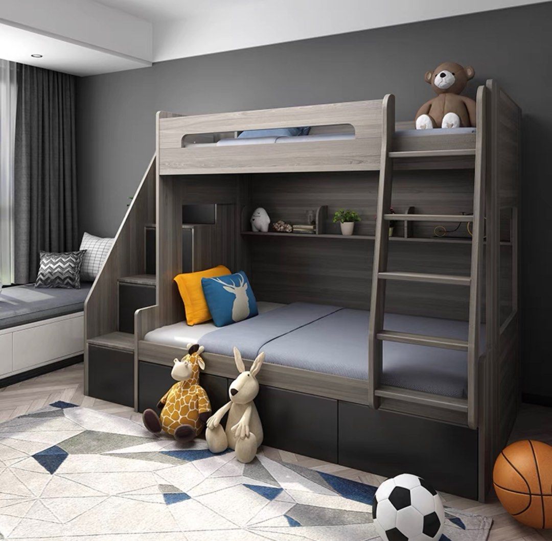 INSPORIA Modern Double Decker Bedframe, Furniture & Home Living ...