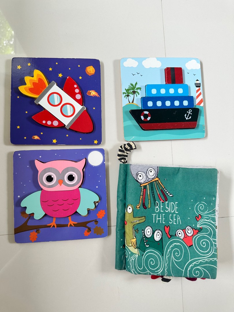 Interactive fabric book quiet book and puzzle set on Carousell