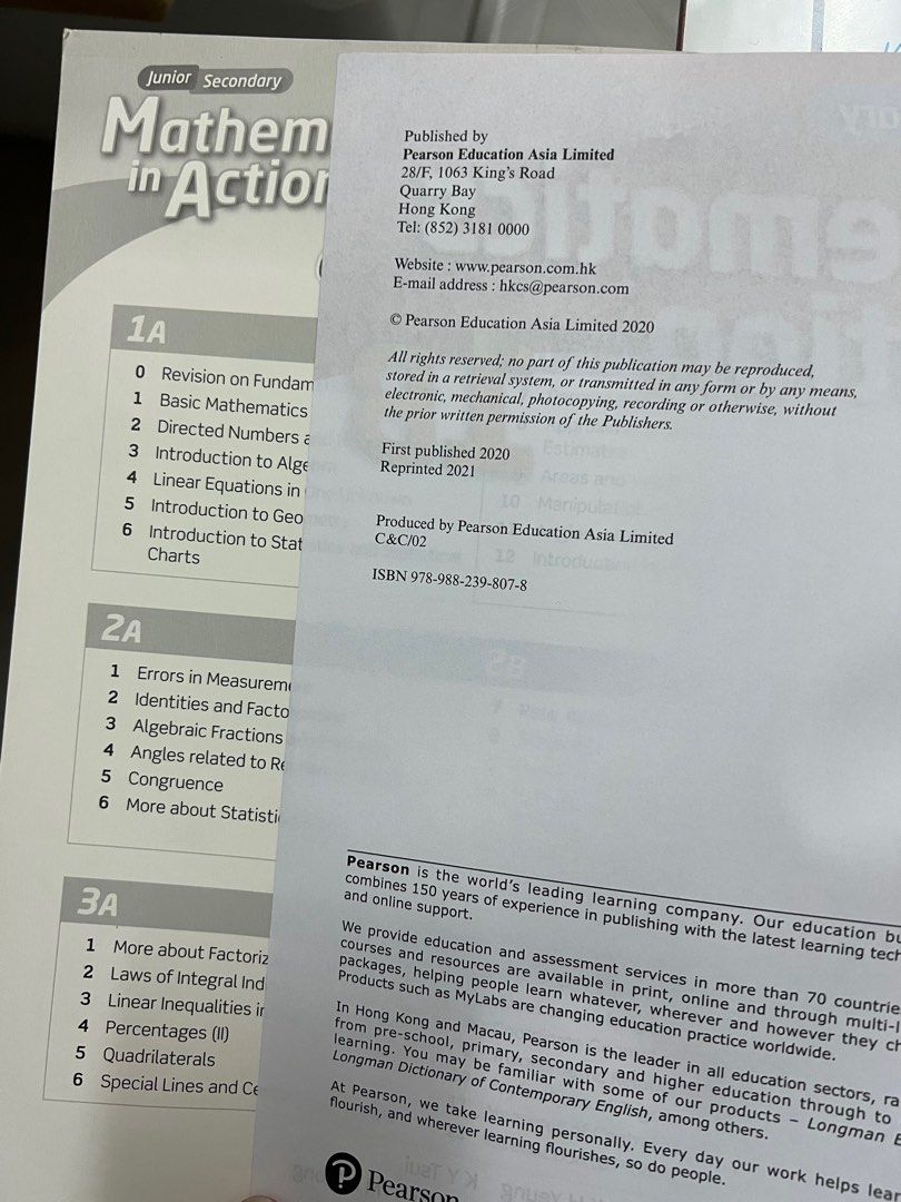 Junior secondary mathematics in action book 1A,1B, 興趣及遊戲, 書本 & 文具, 教科書 ...