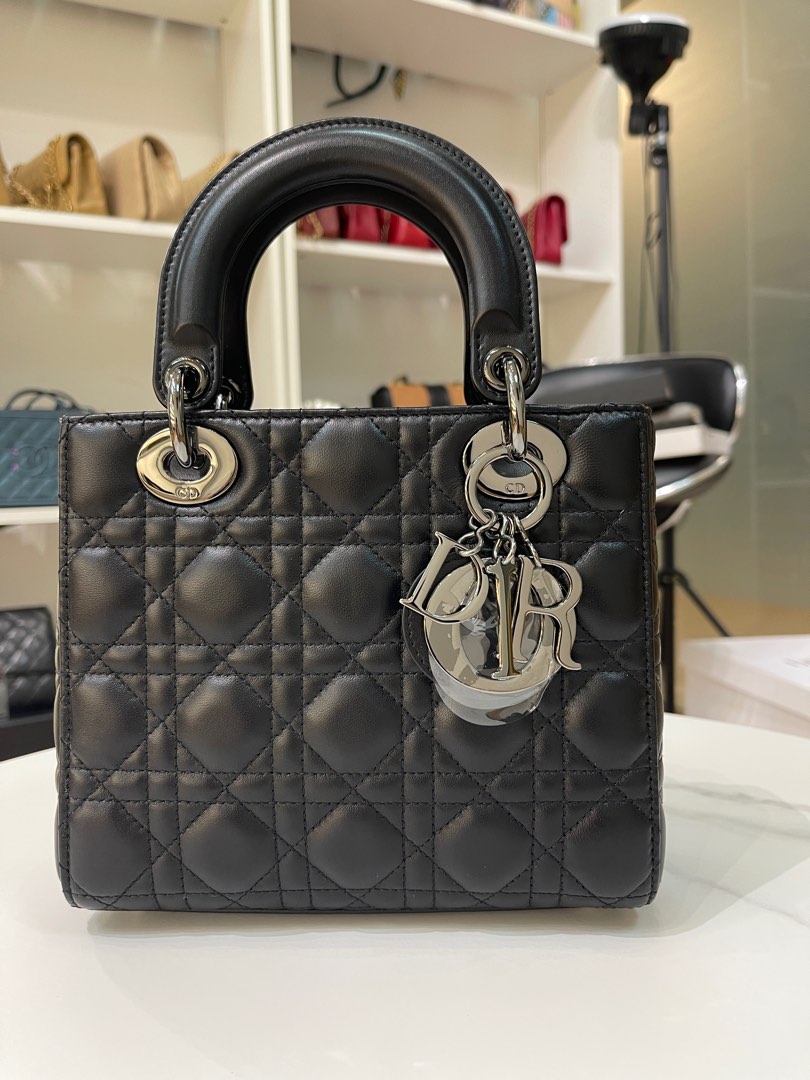 Lady Dior Small All Black Lambskin Gun Power Hardware , Women's Fashion ...