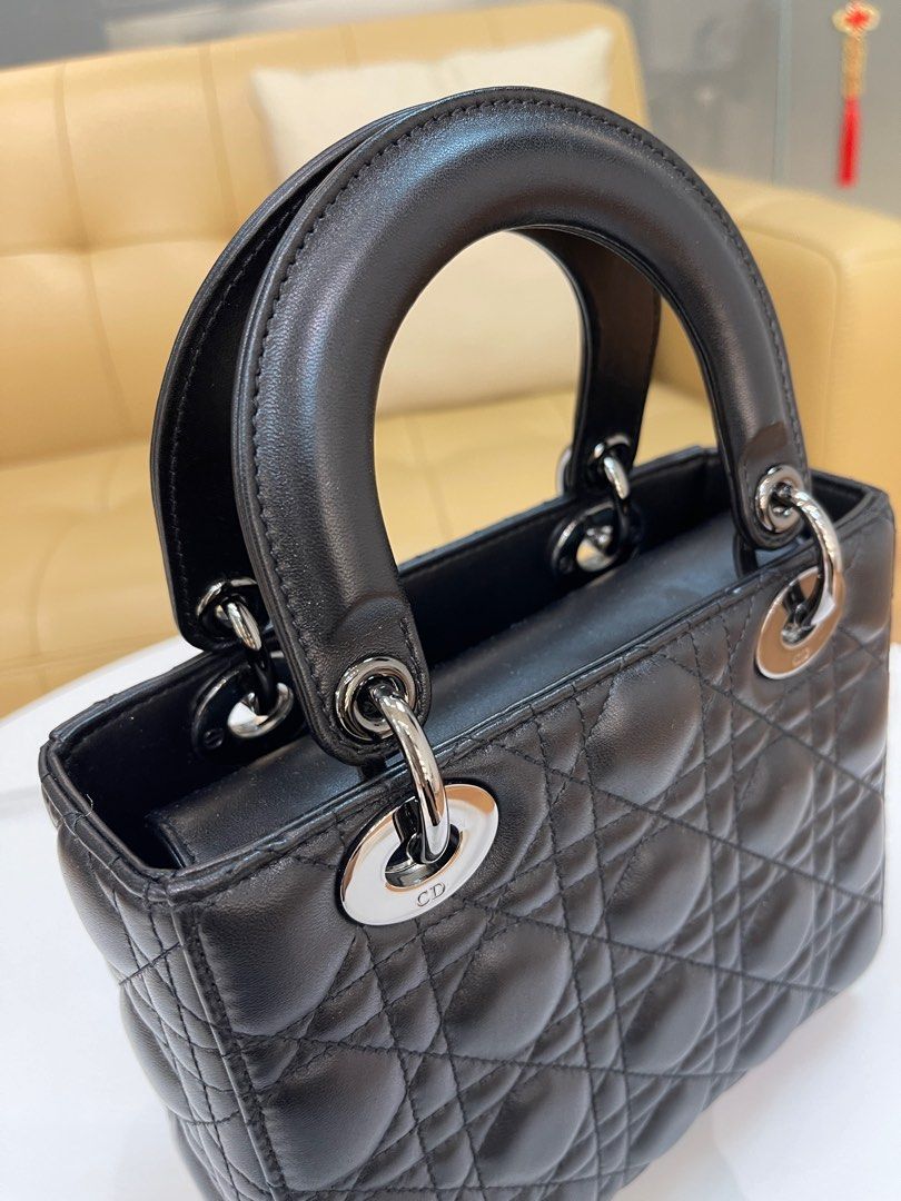 Lady Dior Small All Black Lambskin Gun Power Hardware , Women's Fashion ...
