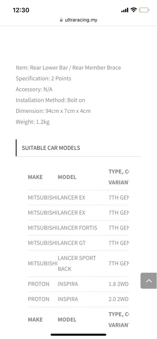 Lancer ex ultra racing rear member bar, Car Accessories, Accessories on ...