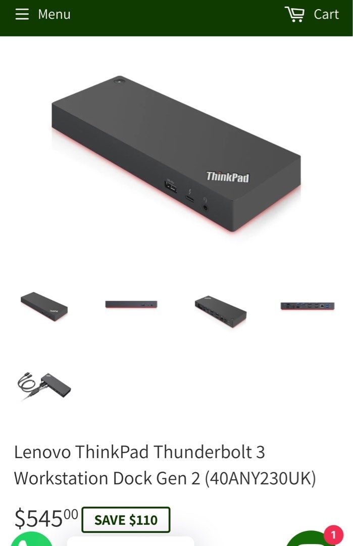 Lenovo ThinkPad Thunderbolt 3 Workstation Dock Gen 2, Computers & Tech ...