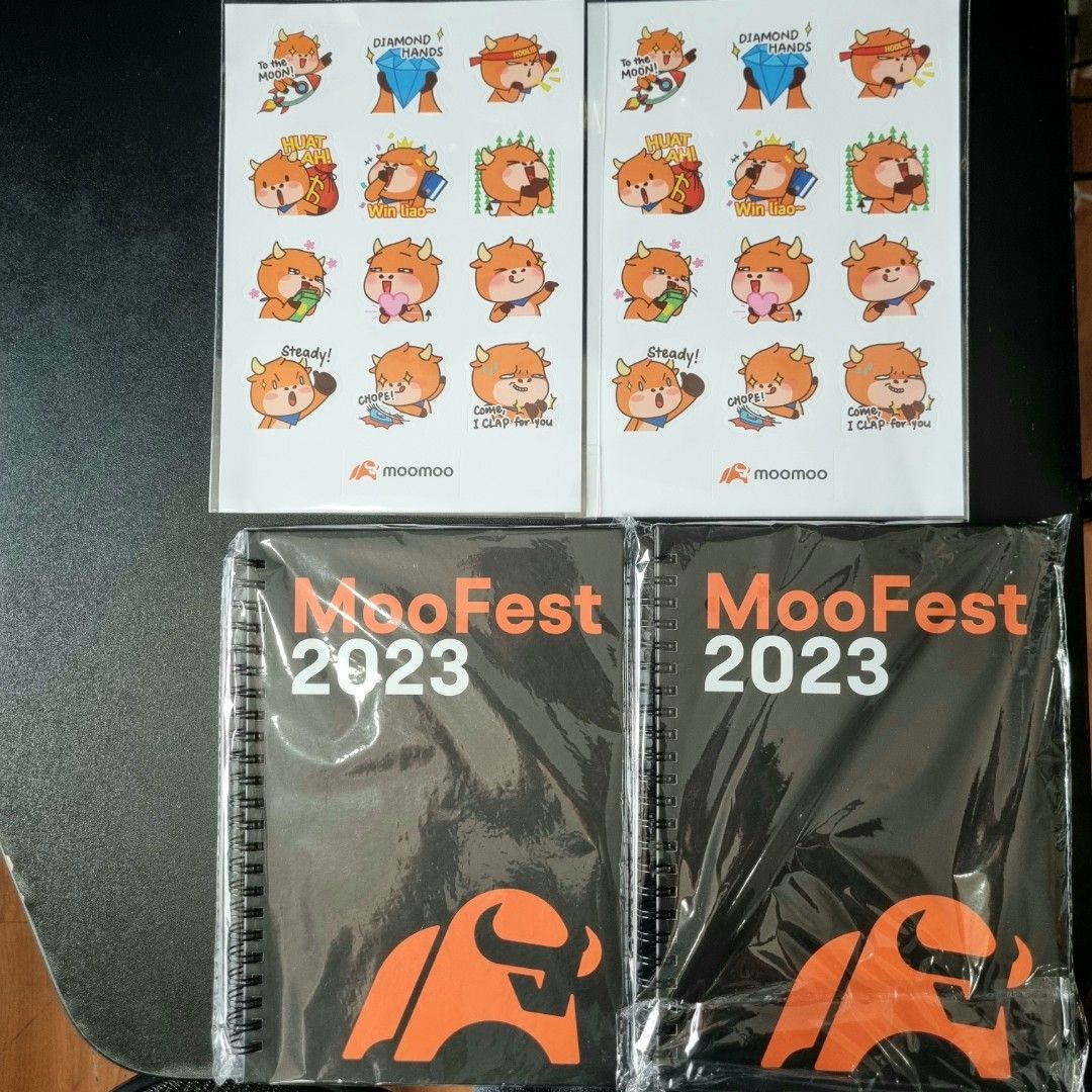 Moomoo 10th Anniversary Figurine / Moomoo Bull Market Figurine / Moomoo Notebook and Sticker ...