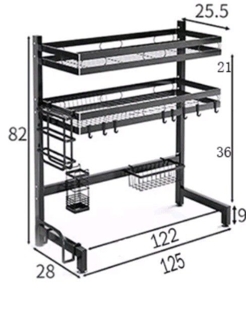 NETEL Kitchen Organizer Rack 125cm 2 Tiers, Furniture & Home Living ...