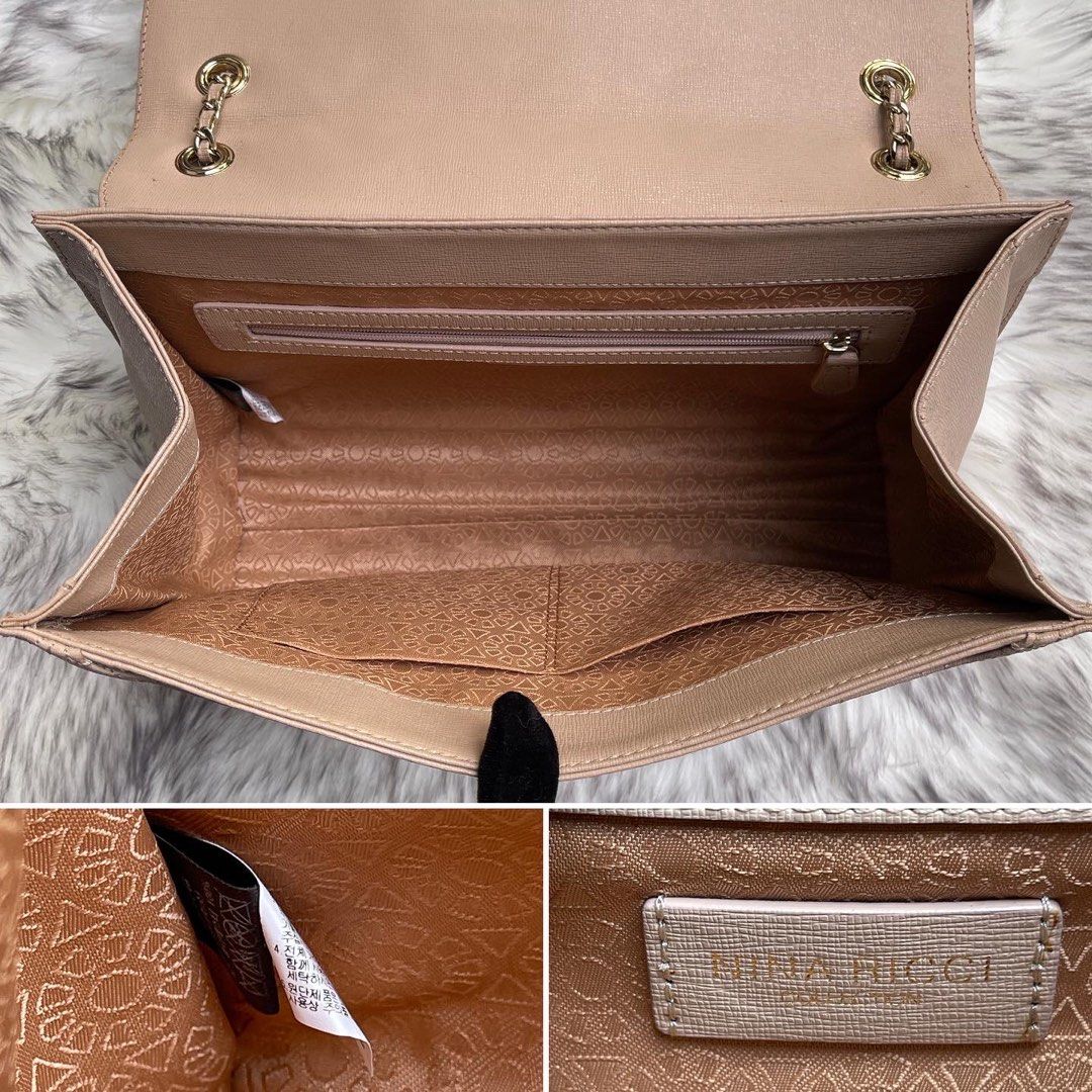 Nina Ricci Flap Beige Chain Two Way Shoulder Bag Crossbody, Women's ...