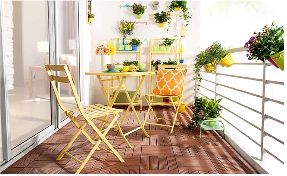 Nordic Foldable Balcony Tea Table and Chairs Set, Furniture & Home ...