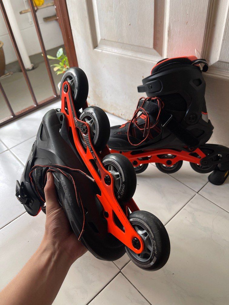 Oxelo FIT500 Inline Fitness Roller Skate Aluminium 80mm 80A Men, Sports ...