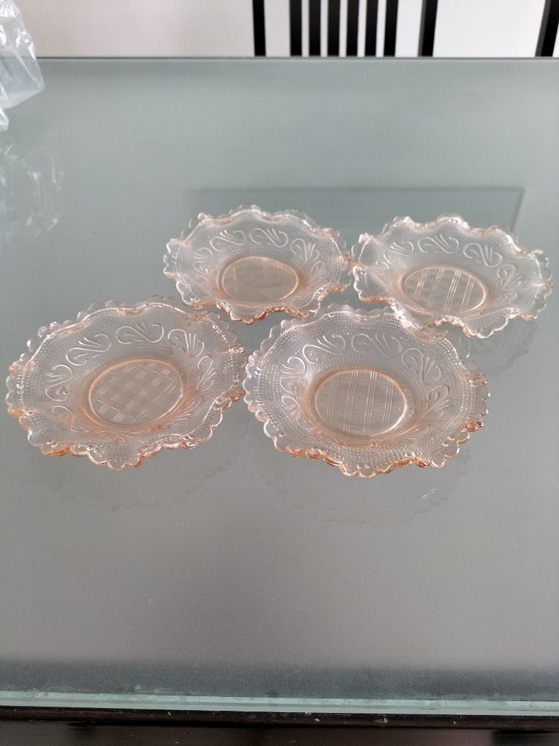 Peranakan glass dessert plates (4 for $20), Furniture & Home Living ...