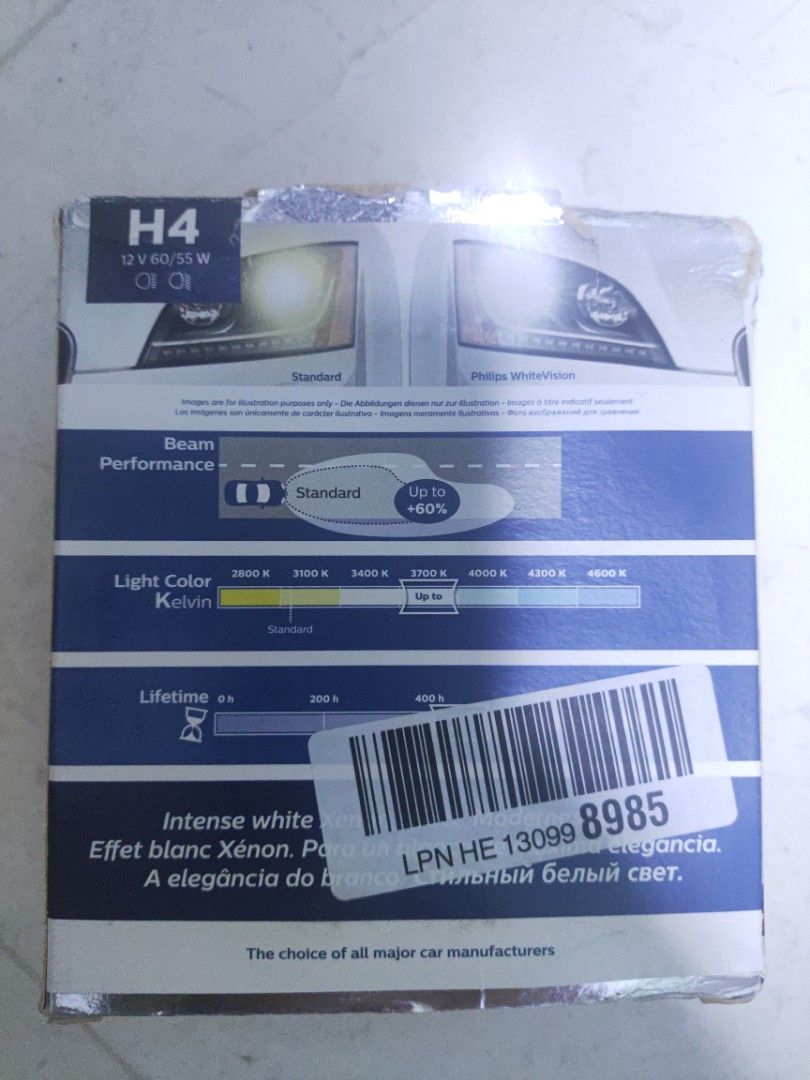 Philips white headlights W5W x2 H4, Car Accessories, Electronics ...