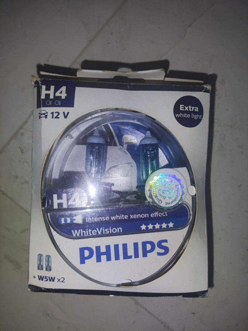 Philips white headlights W5W x2 H4, Car Accessories, Electronics ...