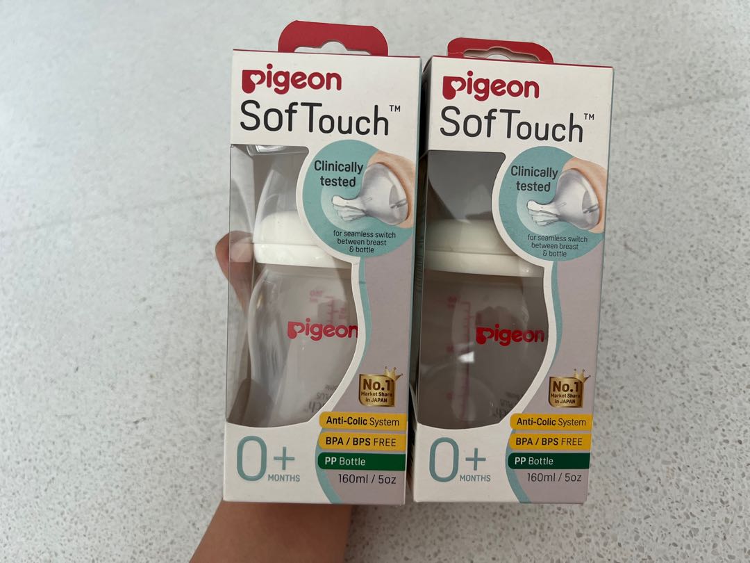 Pigeon SofTouch Milk Bottle SS 160ml, Babies & Kids, Nursing & Feeding, Breastfeeding & Bottle ...